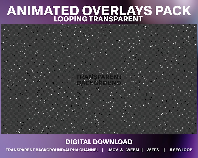 Old Film Grain Transparent Animated Overlay 6 Pack | TV Noise Stream ...