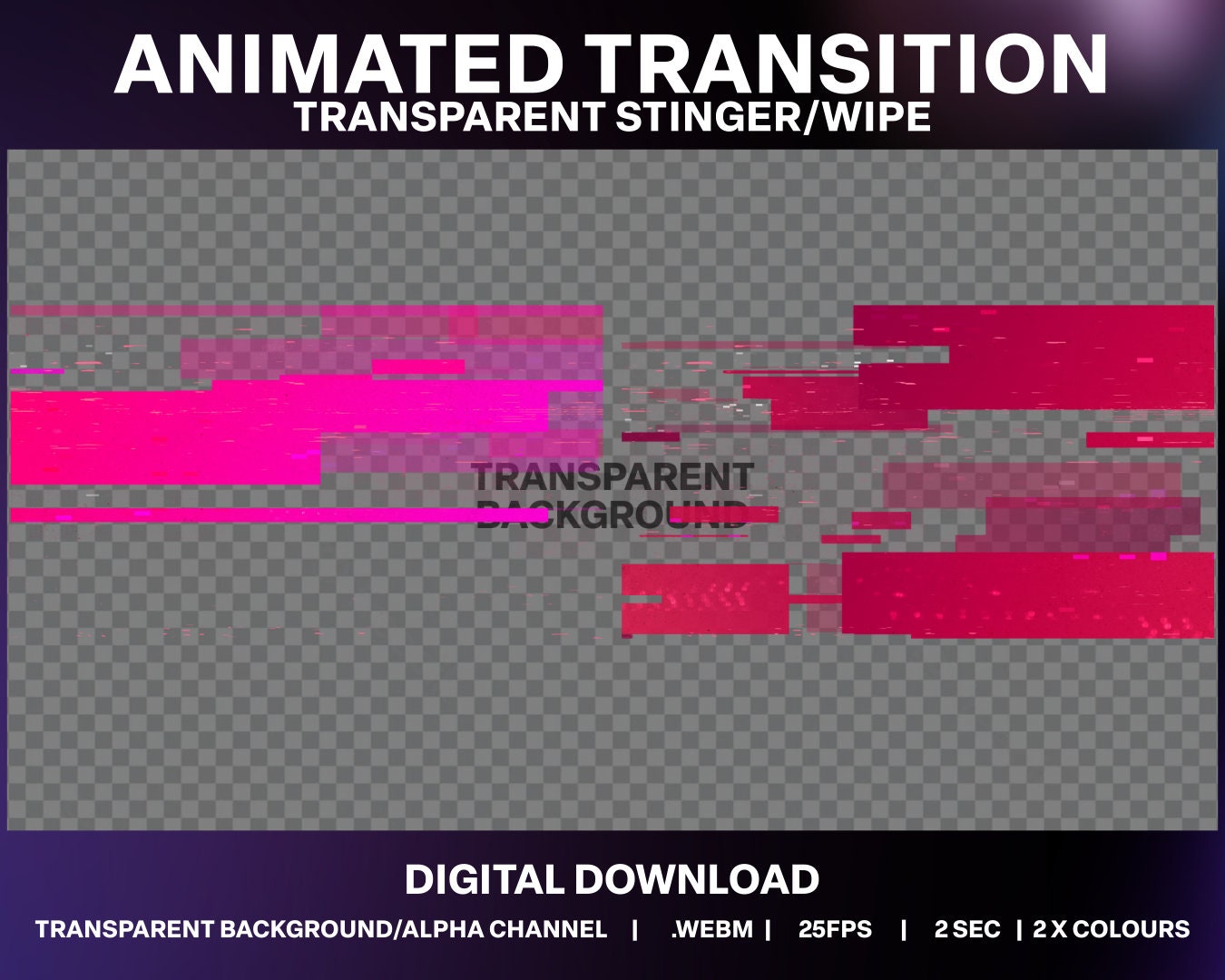 VHS Glitch Animated Transition Cyber Film Distortion Stream Wipe Neon ...