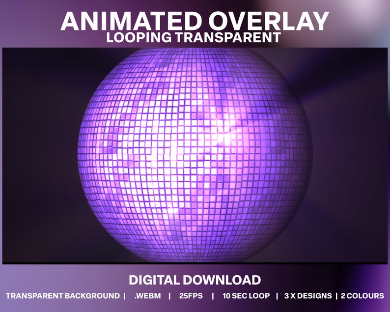 Disco Ball Animated Overlay Loops | Twitch DJ Stream Lights | Mirror ...