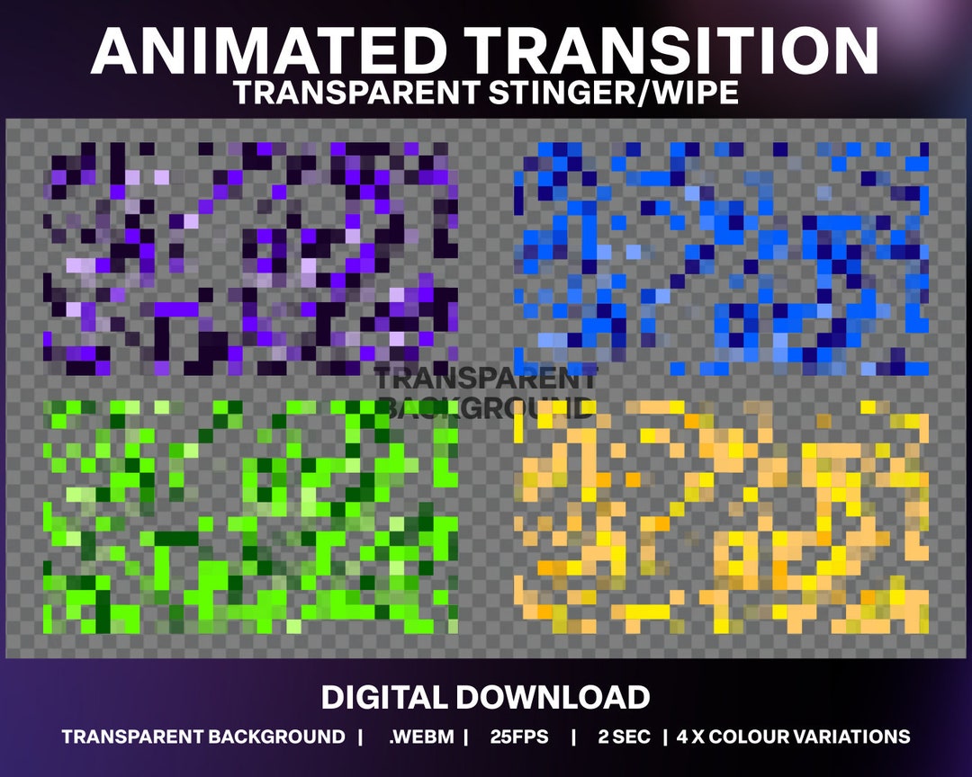 Cute 8bit Pixel Animated Transition | Pixel Stream Overlay Stinger Pack ...