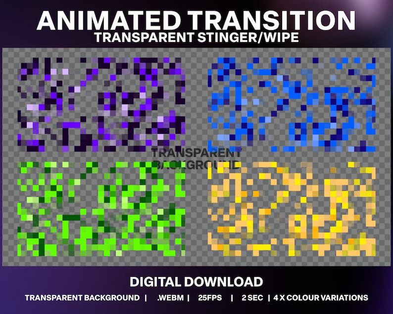 8bit Pixel Animated Stream Transition: Chequer Twitch Overlay (digital ...