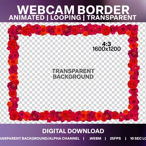 Red Roses Animated Webcam Border: Valentine Stream Overlay (digital ...