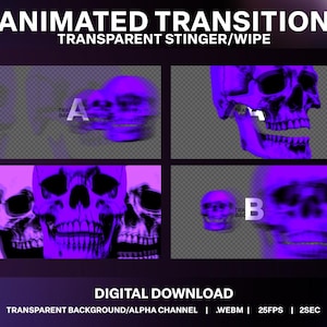 Animated Purple Skull Stream Transition: Horror Film Distortion (.webm ...