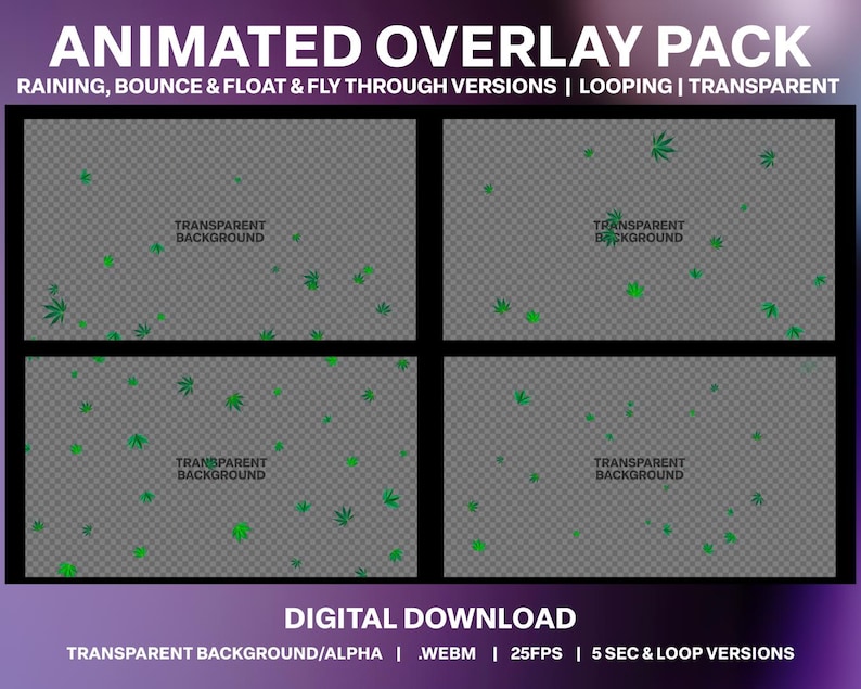 Leaves Rain Animated Stream Overlay | Bouncing Herb Leaf | Funny 420 ...