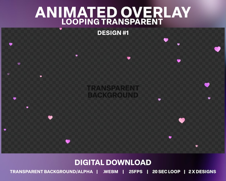 Love Hearts Animated Stream Decoration | Valentines Pink Looping ...