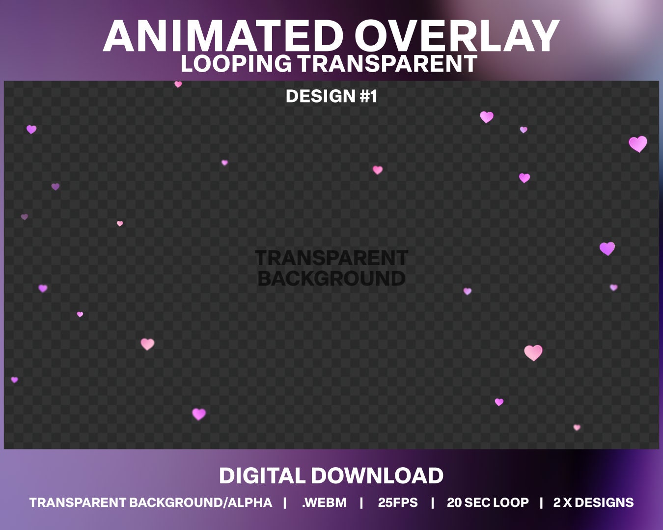 Love Hearts Animated Stream Decoration | Valentines Pink Looping ...