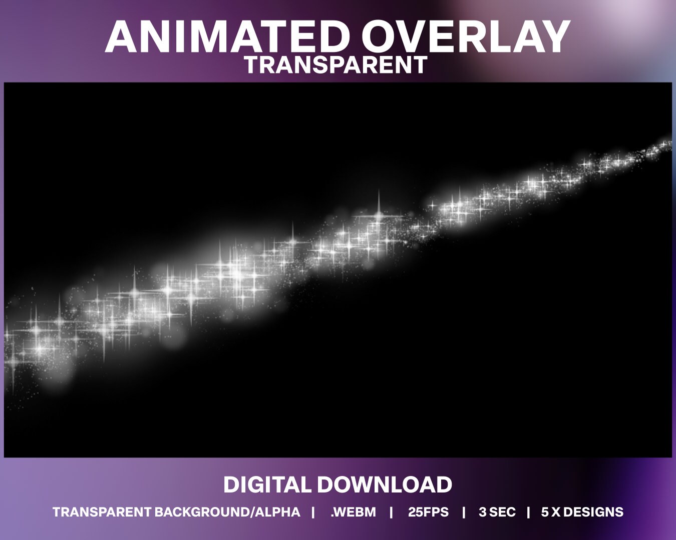 Particle Trail Animated Stream Overlay | Magical Stream Decoration | Transparent Sparkle Lights ...