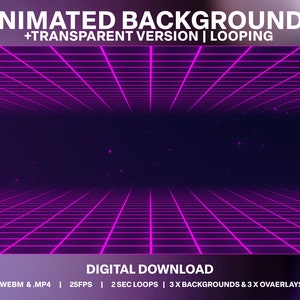 Neon Vaporwave Animated Backgrounds: Twitch DJ Stream Overlays (digital ...