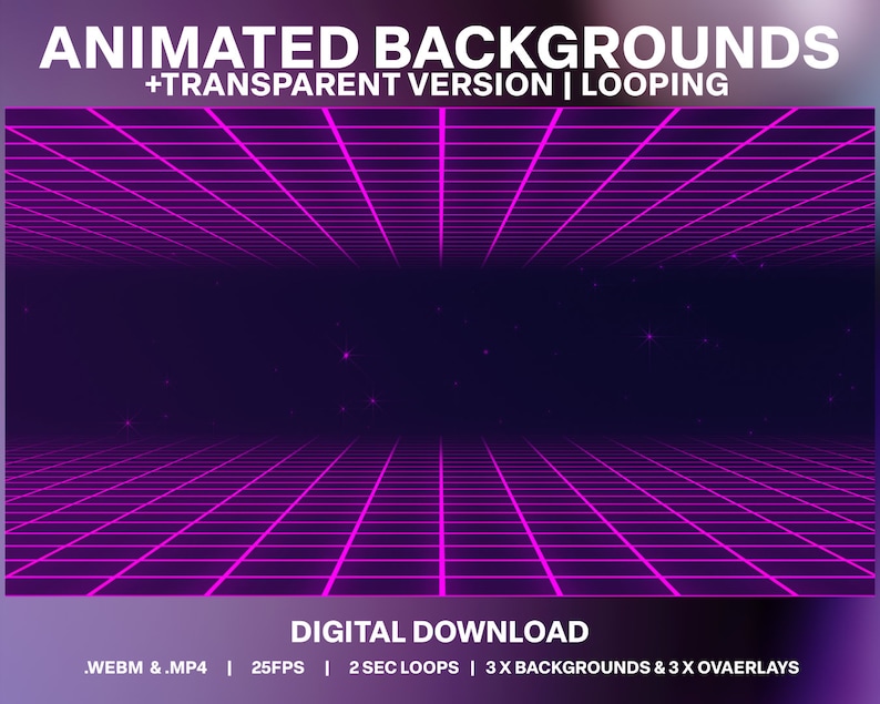 Neon Vaporwave Animated Backgrounds: Twitch DJ Stream Overlays (digital ...