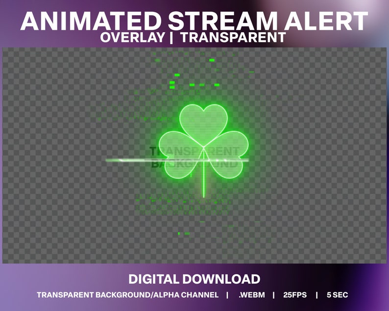 Clover Animated Stream Overlay Pack: Neon Green Glitch (digital ...