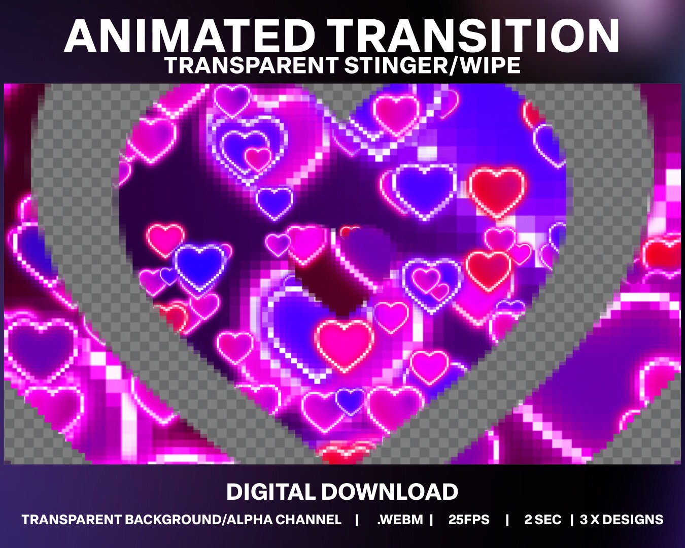 8bit Heart Animated Stream Transition: Pixel Art Stinger (digital ...