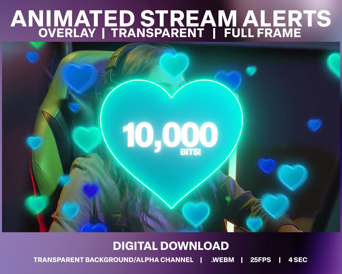 Animated Heart Bomb Bits Alert: Twitch Stream Cheer Overlay (digital ...