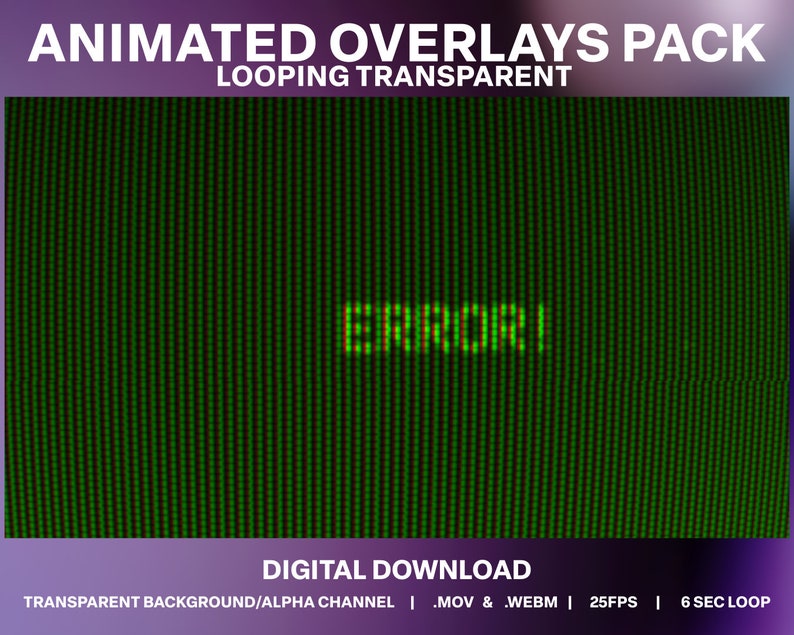 Error CRT Noise Animated Transparent Overlay 5 Pack Old VCR Twitch ...
