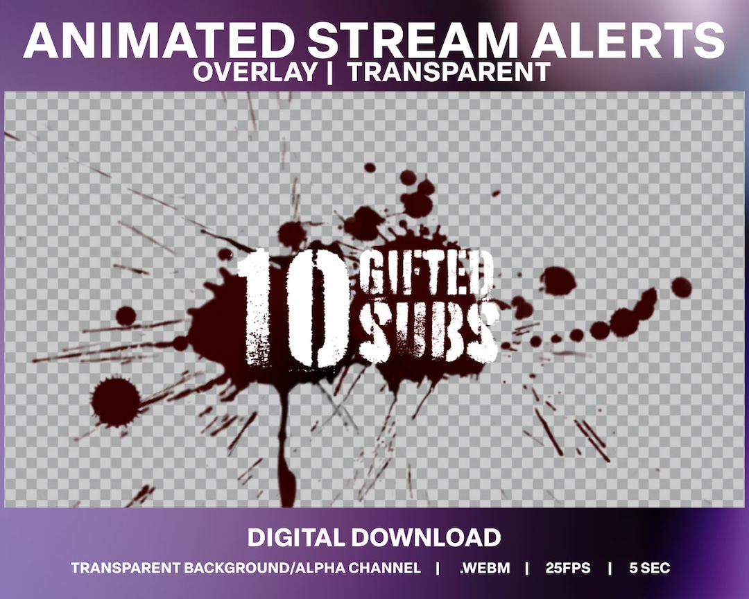 Creepy Splatter Animated Stream Overlay: Horror Subscriber Alerts ...