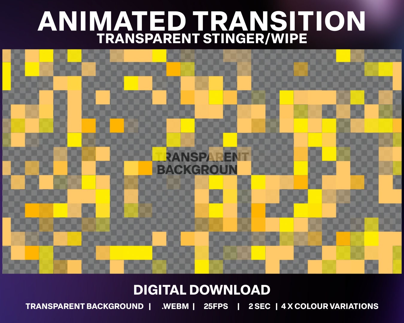8bit Pixel Animated Stream Transition: Chequer Twitch Overlay (digital ...