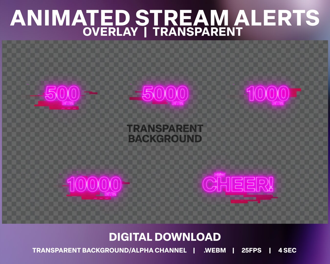 Neon Glitch Bomb Bits Animated Alert | Twitch Bits Stream Cheers ...