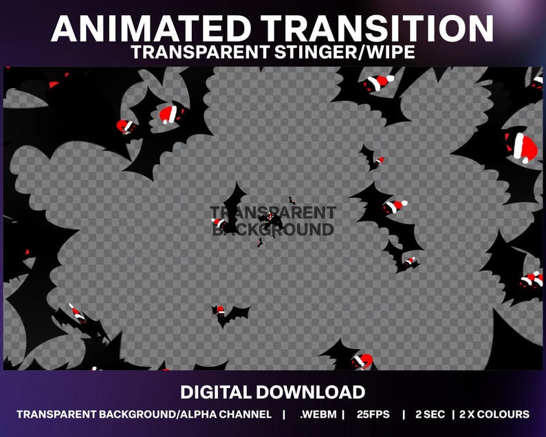 Xmas Bat Swarm Animated Stream Transition | Horror Twitch Wipe (digital ...