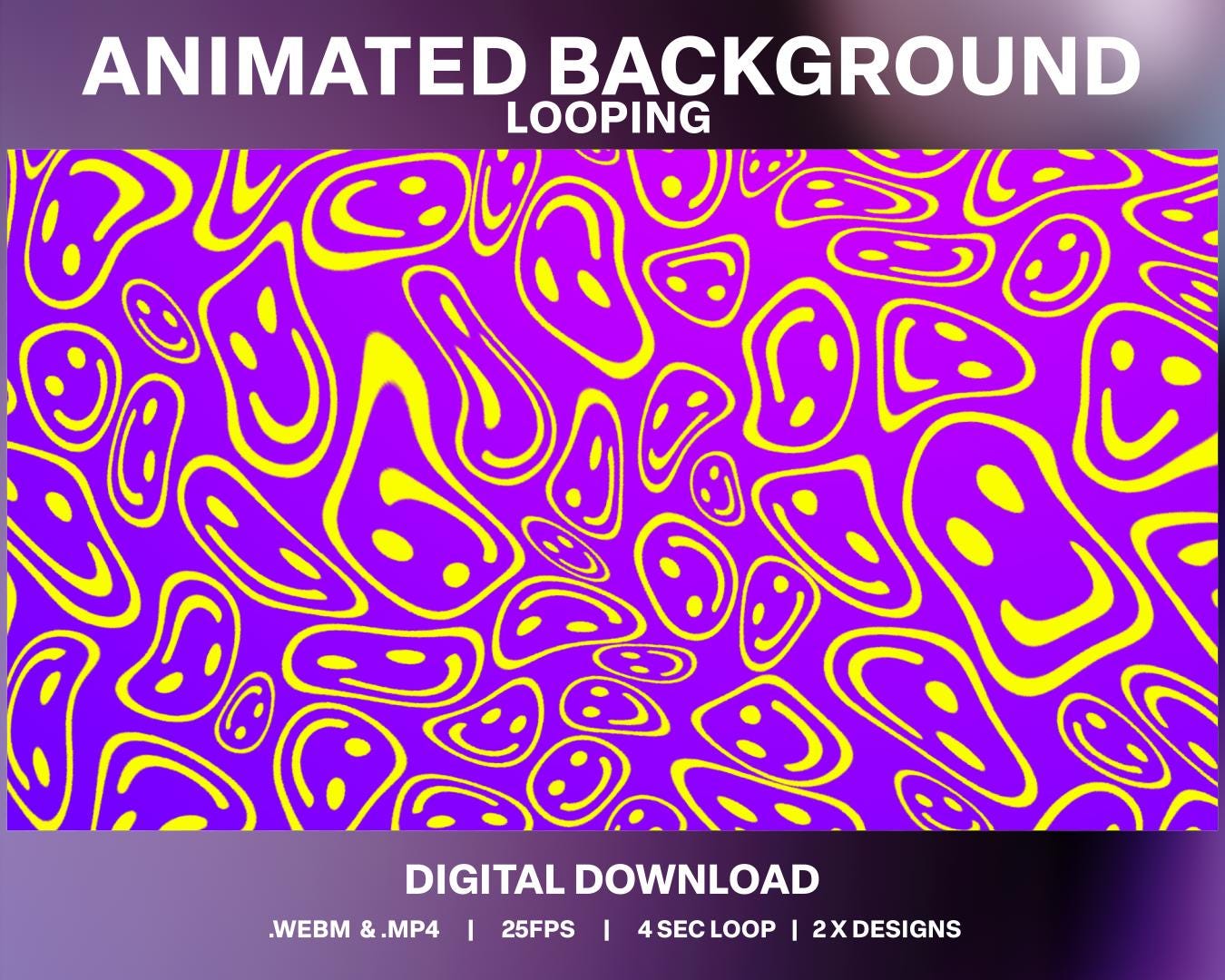 2x Animated Smiley Face Background Loop Trippy Twitch DJ Stream Warped ...