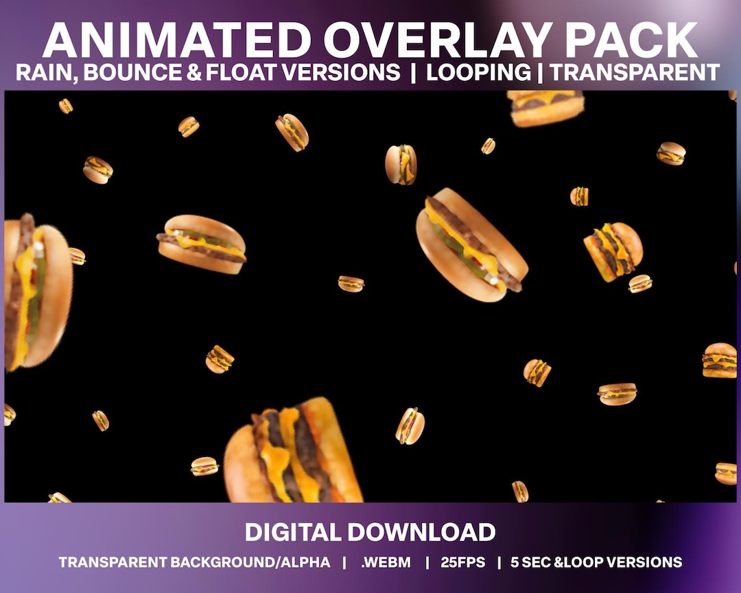 Animated Burger Stream Overlay: Twitch, Youtube, Facebook (webm Digital ...