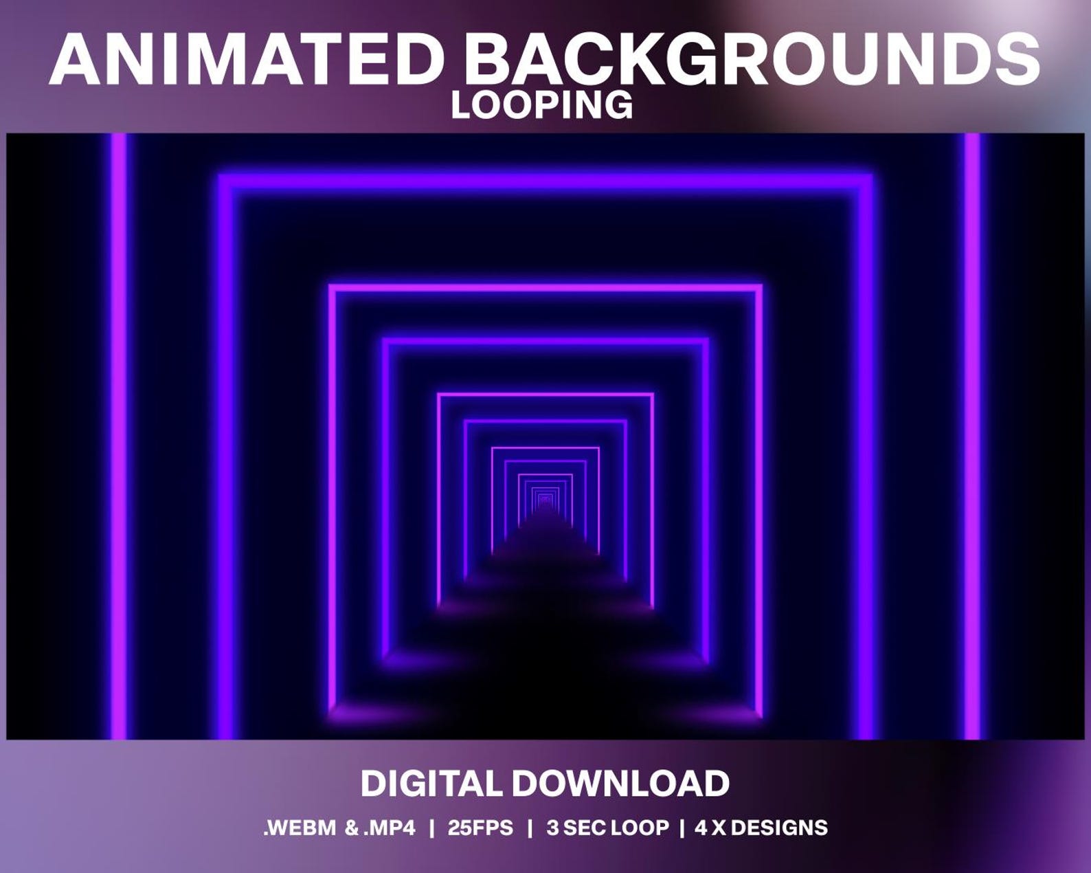 4x Animated Neon Loops | DJ Streamer Backgrounds | Streaming Virtual ...