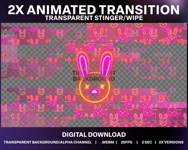 Glitch Easter Bunny Animated Stream Transition: Neon Pink (digital ...