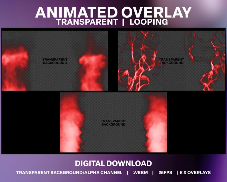 6x Animated Smoke Vapour Stream Overlay Loop Pack | Party Fire Stream ...
