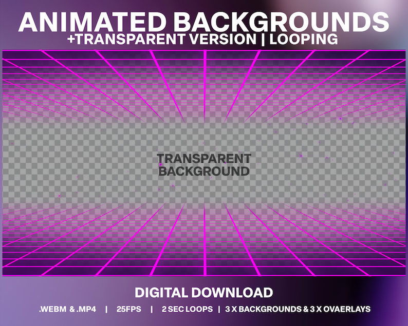 Neon Vaporwave Animated Backgrounds: Twitch DJ Stream Overlays (digital ...