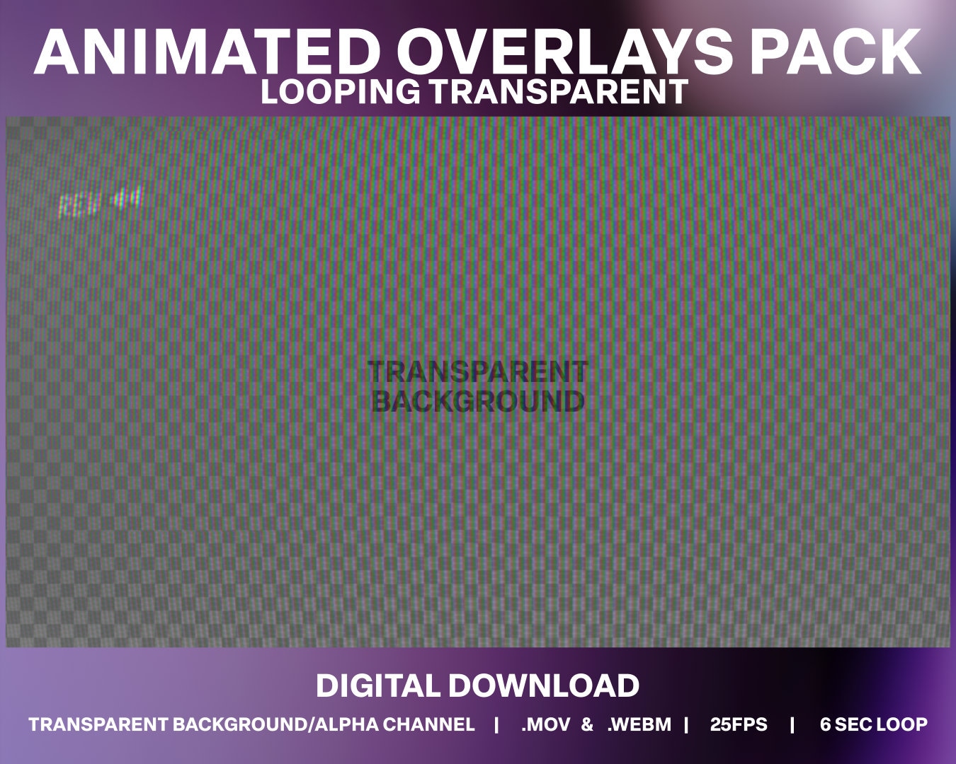 VHS Noise Animated Overlay: Retro VCR Stream Effects (digital Download ...