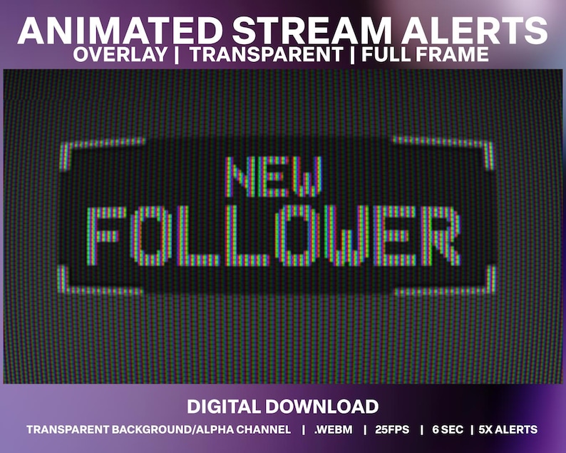 Glitchy CRT Stream Alerts: Retro VHS Twitch Overlays (digital Download ...