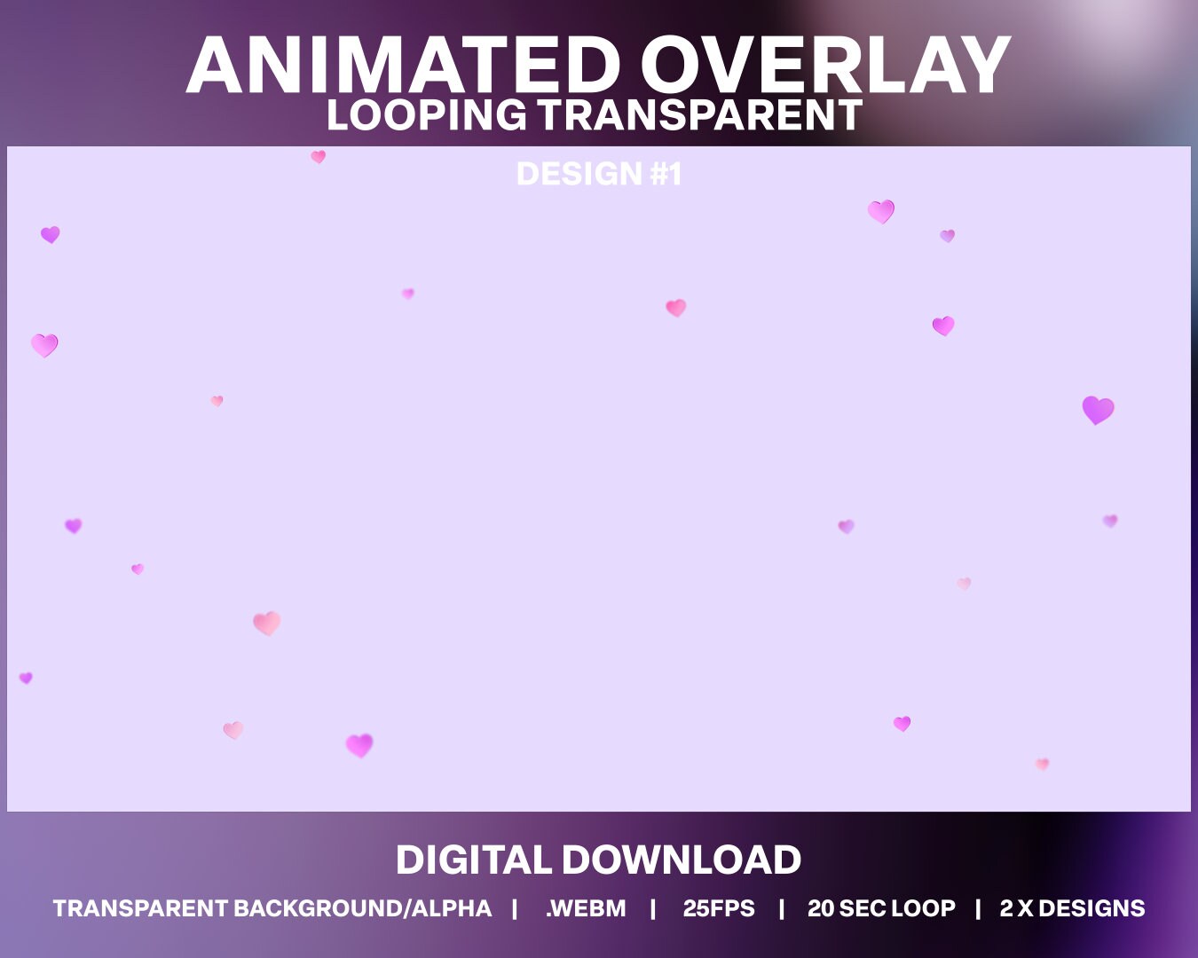 Love Hearts Animated Stream Decoration Valentines Pink Looping Overlays ...