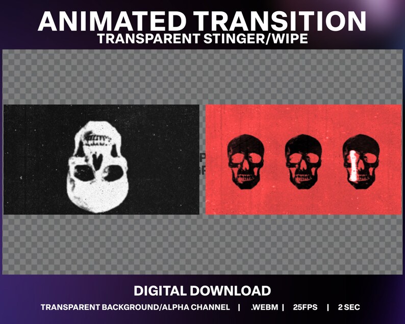 Halloween Skull Animated Stream Transition: Glitch Gothic Stinger ...