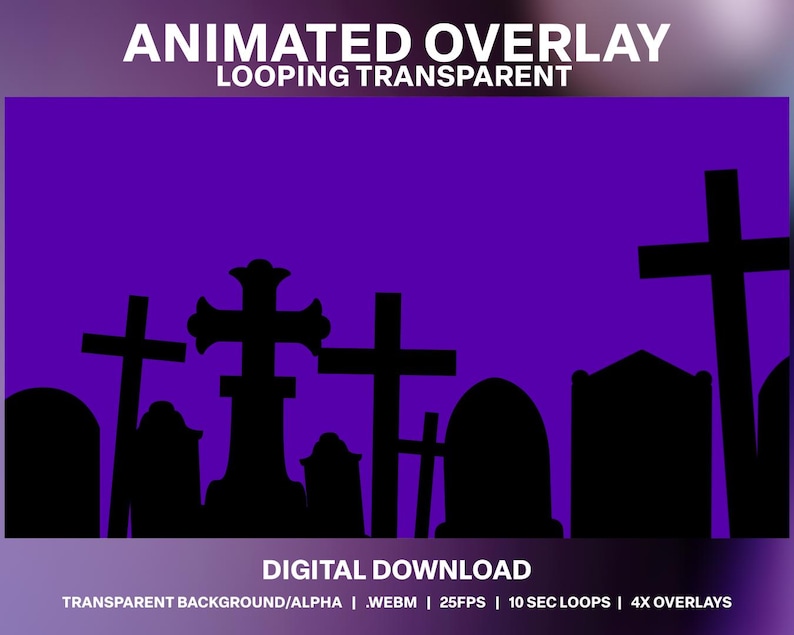 4 Animated Headstones Stream Overlays | Creepy Halloween Border Loops ...