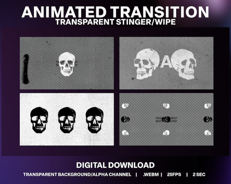 Halloween Skull Animated Stream Transition: Glitch Gothic Stinger ...