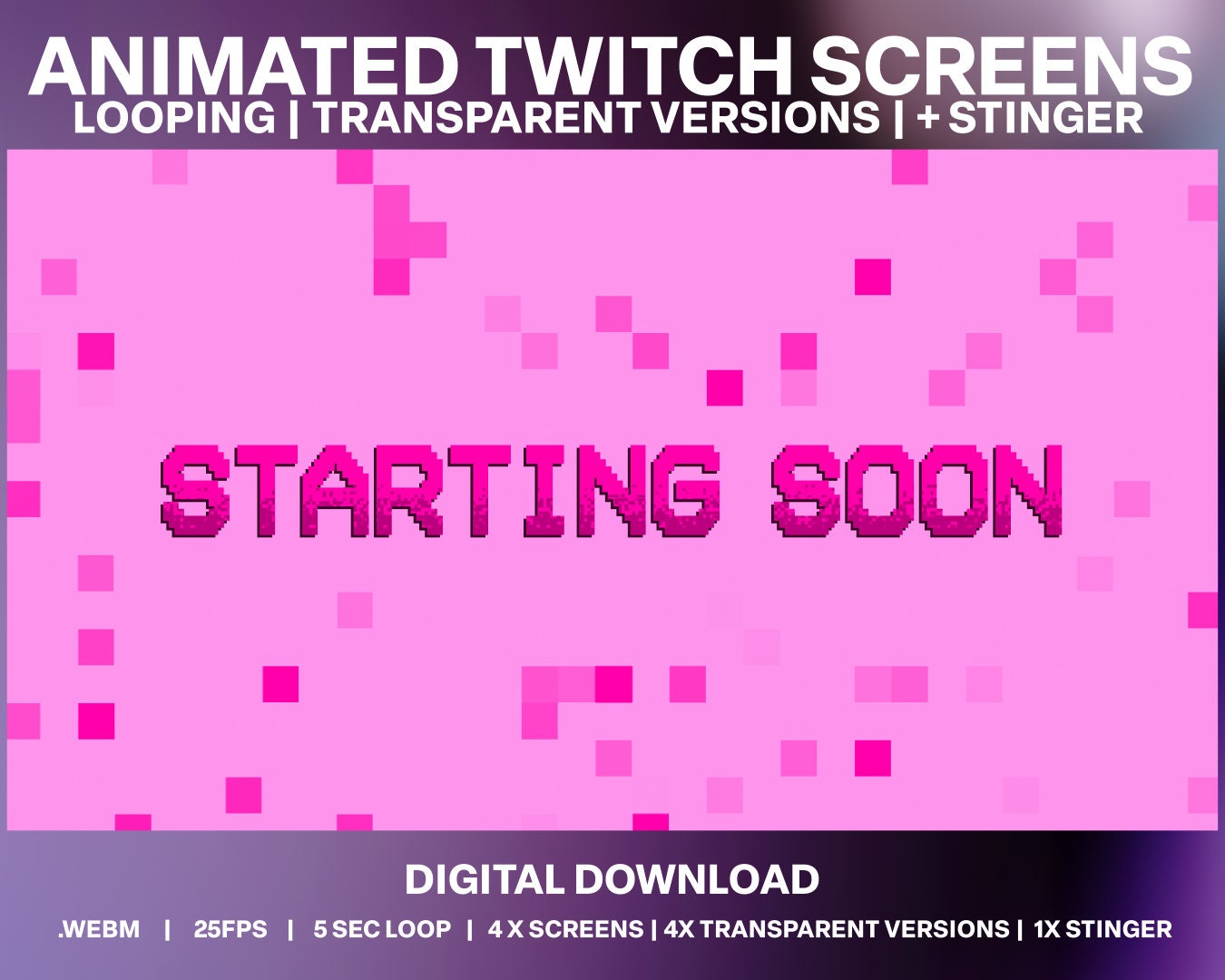 8bit Pixel Animated Stream Screens Pixel Art Overlays Twitch Stream ...