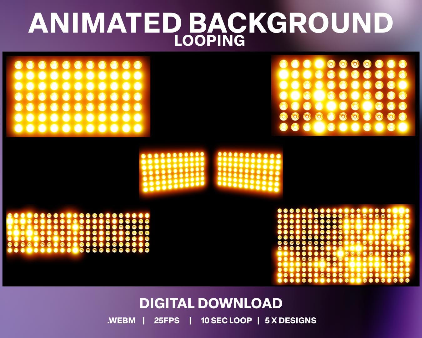 Animated Flashing Lights Background Loops: Yellow Stage & DJ Backdrops ...
