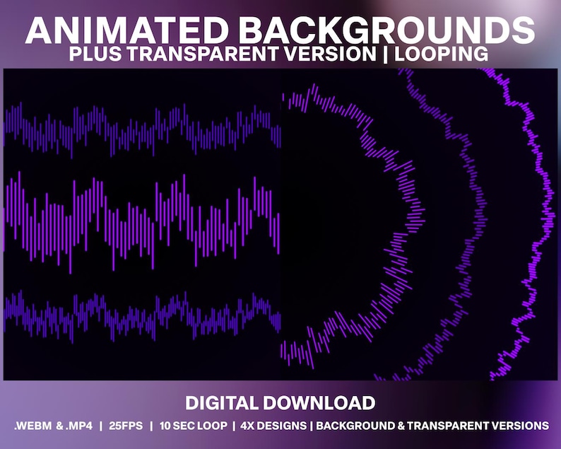 Animated Audio Wave Loop Backgrounds: DJ Stream Decoration (digital ...