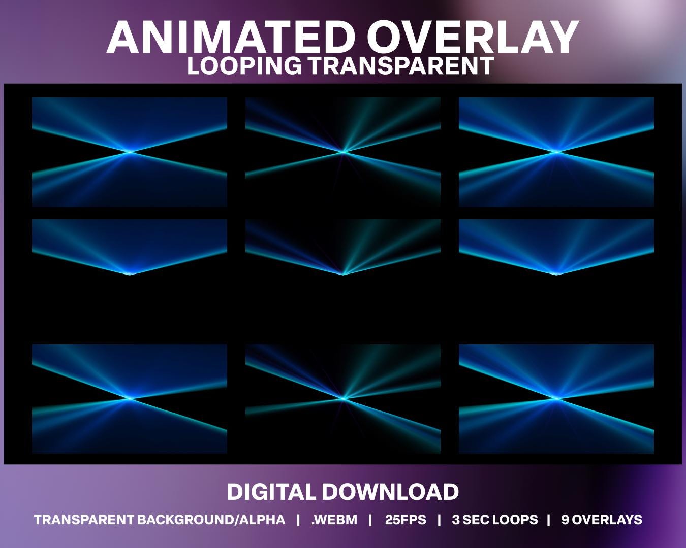 Animated Blue Laser Lights Loop: Twitch DJ Stream Strobe Lighting ...