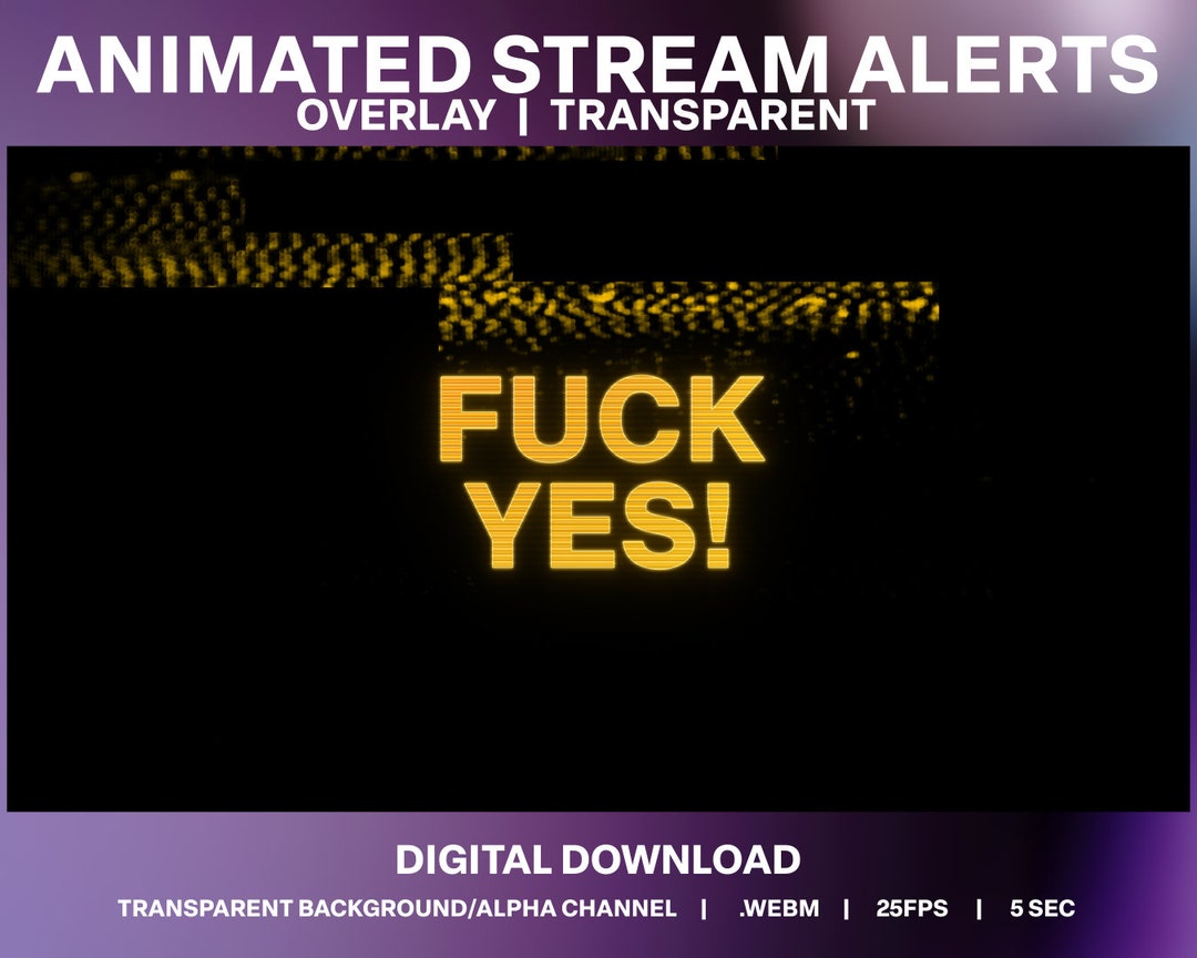 Neon Glitch Animated Stream Alerts: Gold Webm Overlay (digital Download ...
