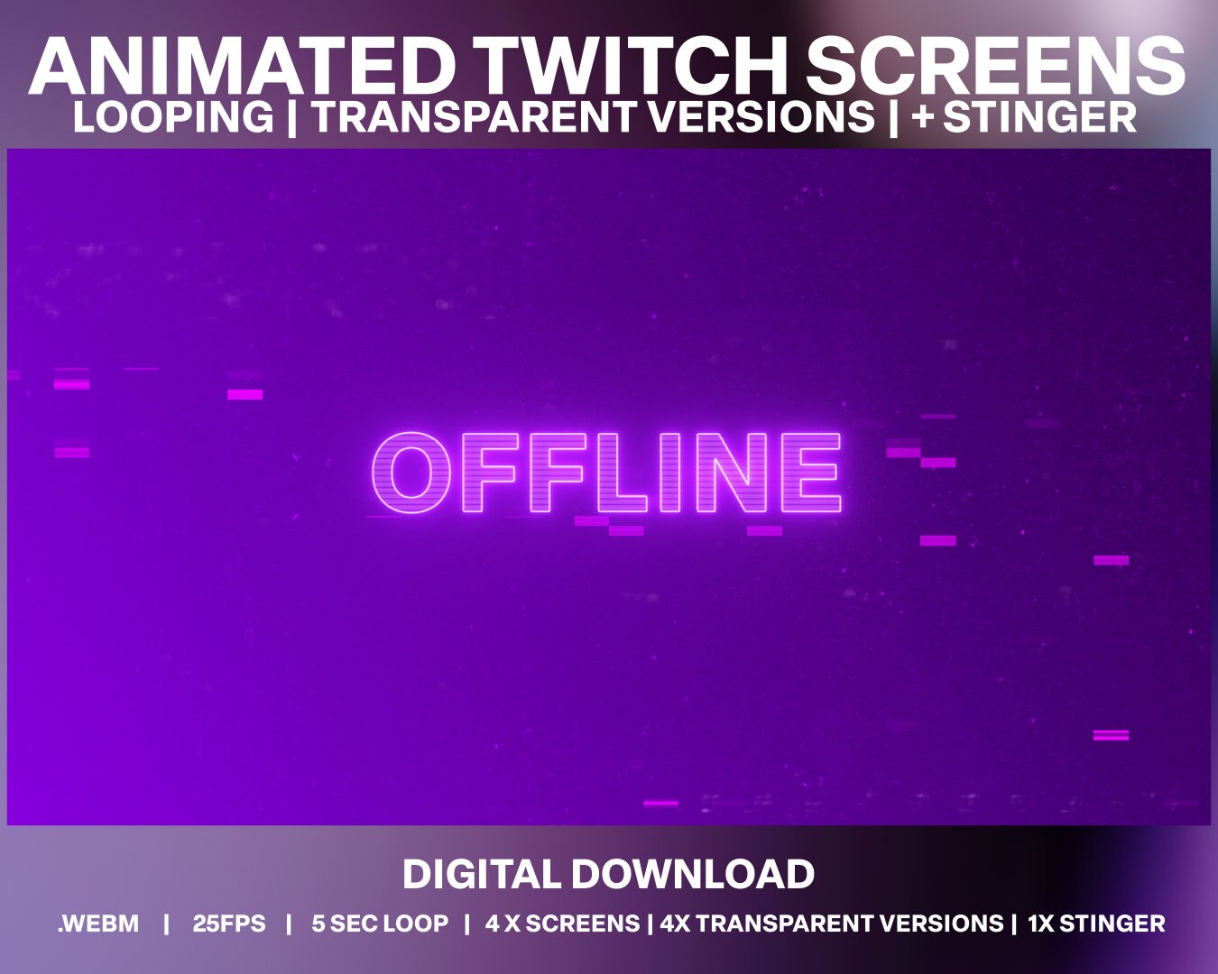 Neon Glitch Animated Twitch Stream Screens: Cyber Punk Overlay (digital ...