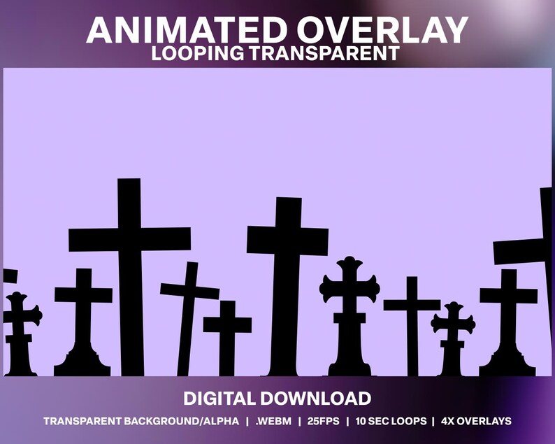 Animated Halloween Cemetery Stream Overlay: Creepy Tombstones (digital ...