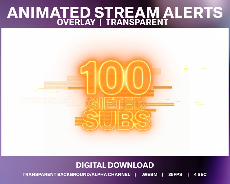 Neon Glitch Twitch Sub Alerts: Animated Cyberpunk Stream Overlay ...