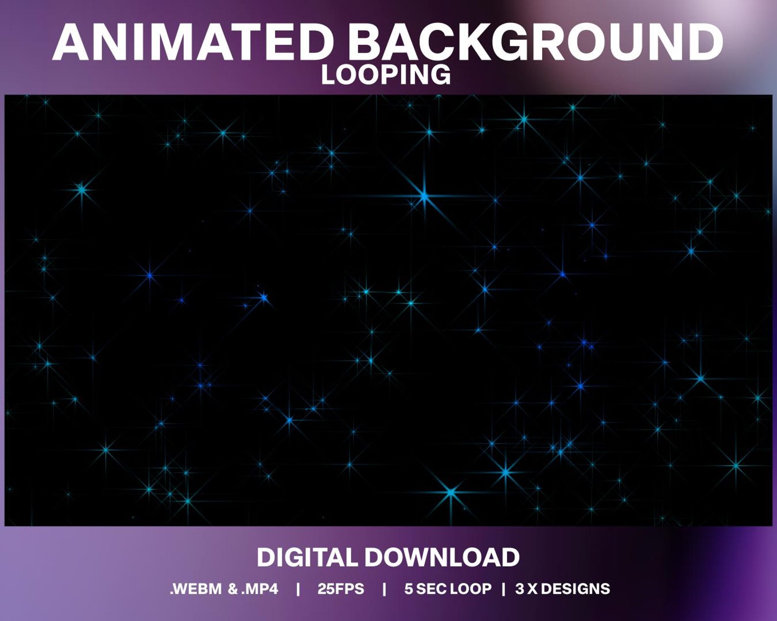 Animated Stars Background Loops: Light Speed Stream Decoration (digital ...