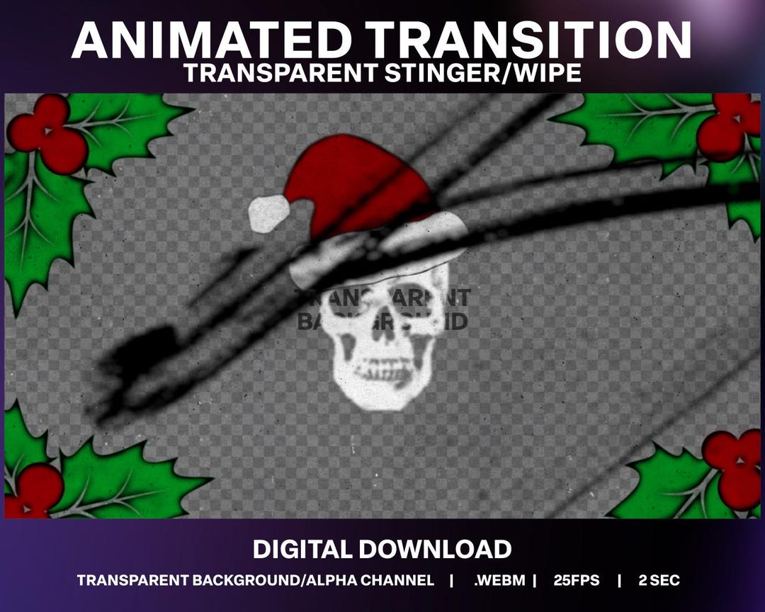 Creepy Xmas Skull Stream Transition | Gothic Horror Film Wipe (digital ...