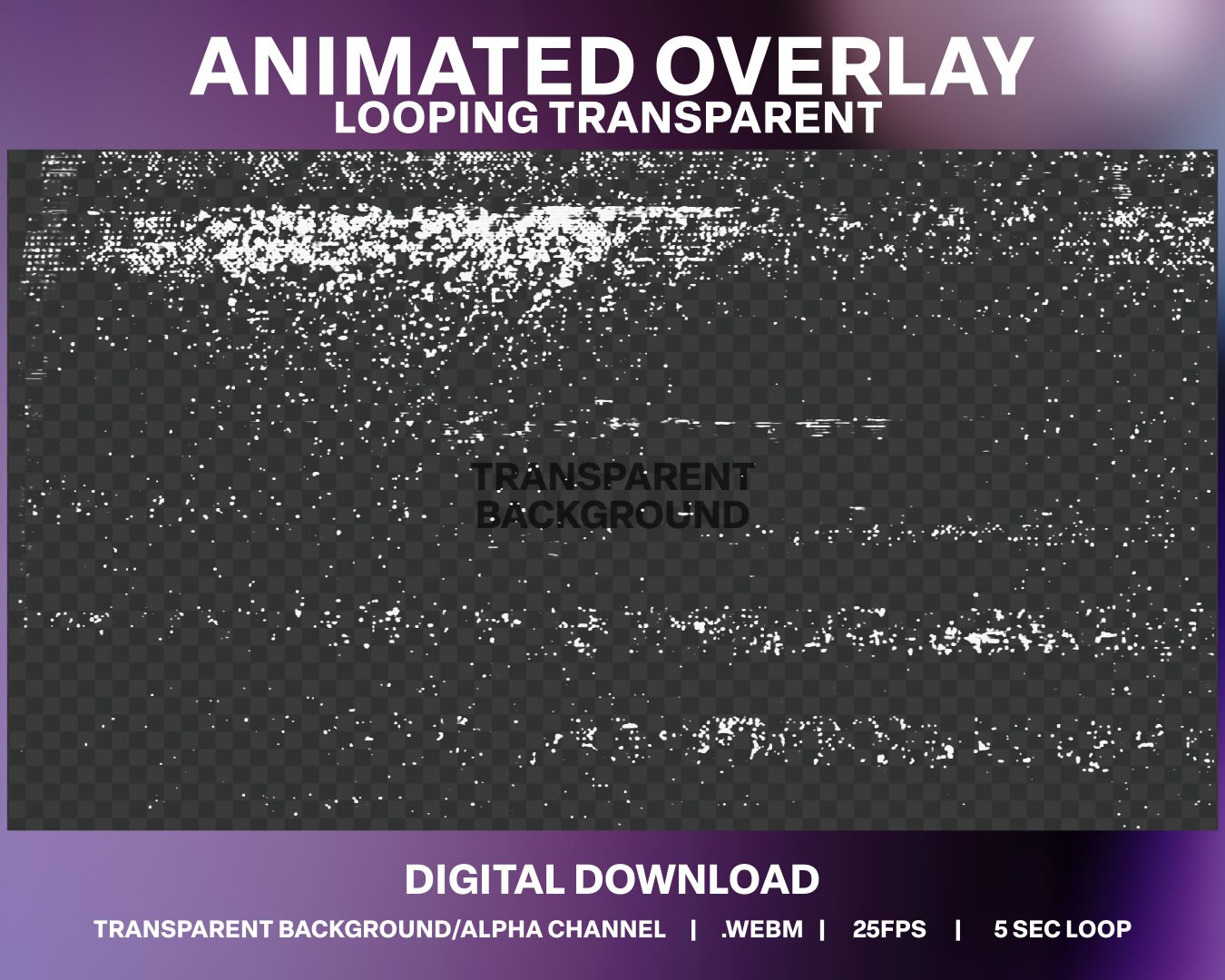 VHS Noise Animated Overlay | Old Film Glitch Stream Overlay ...