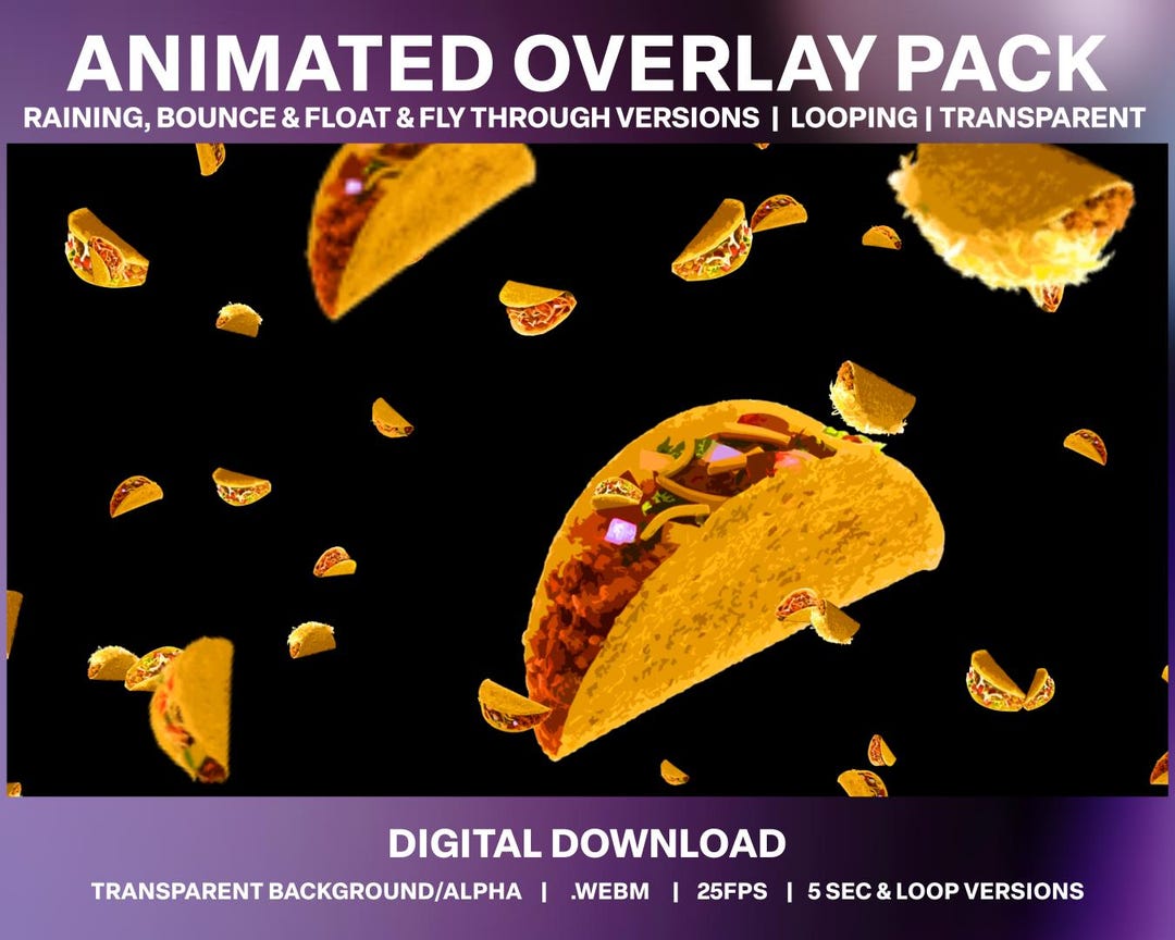 Taco Rain Animated Stream Overlay: Funny Looping Video - Etsy