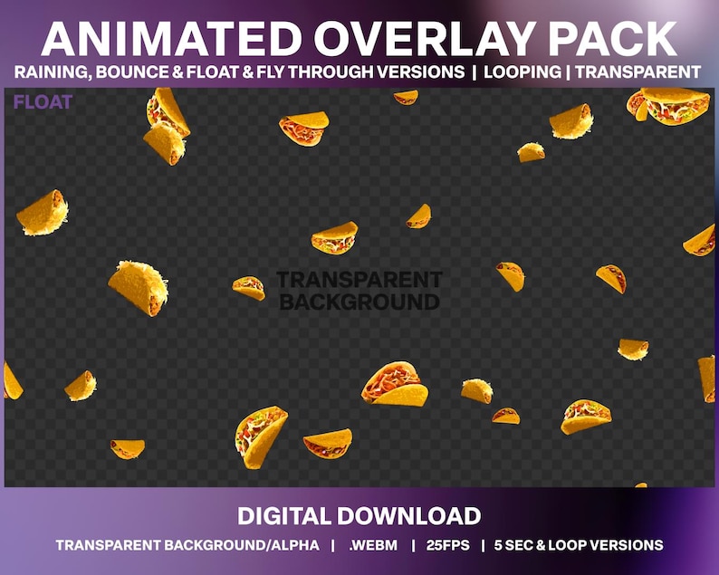 Taco Rain Animated Stream Overlay: Funny Looping Video - Etsy