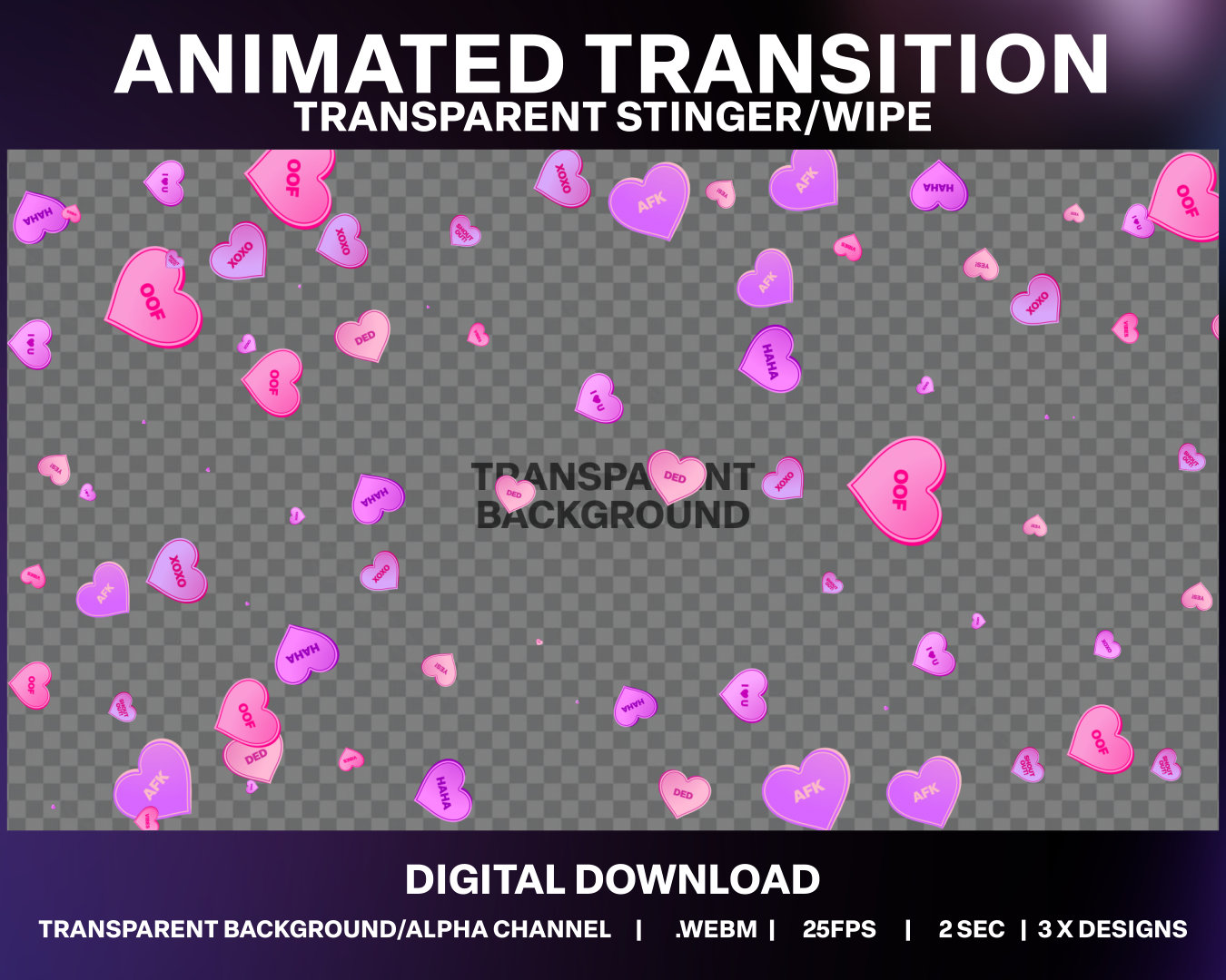 Candy Heart Animated Stream Transition: Valentine's Twitch Overlay ...