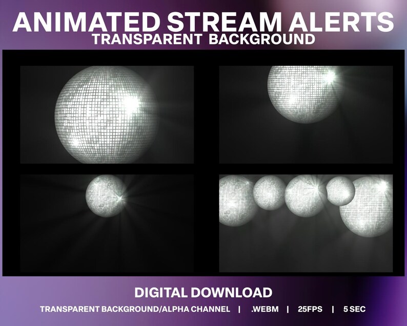 Animated Disco Ball Stream Alerts: Twitch DJ Overlay (webm Digital ...
