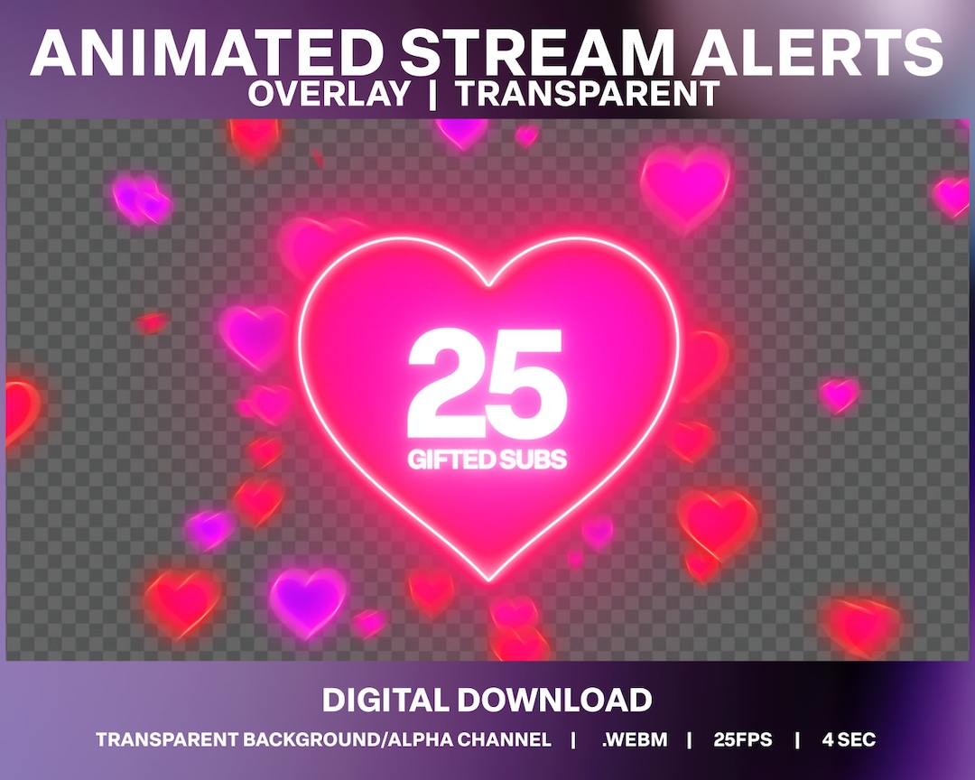 Heart Bomb Gifted Subs Alert | Twitch Subscriber Stream Animated ...