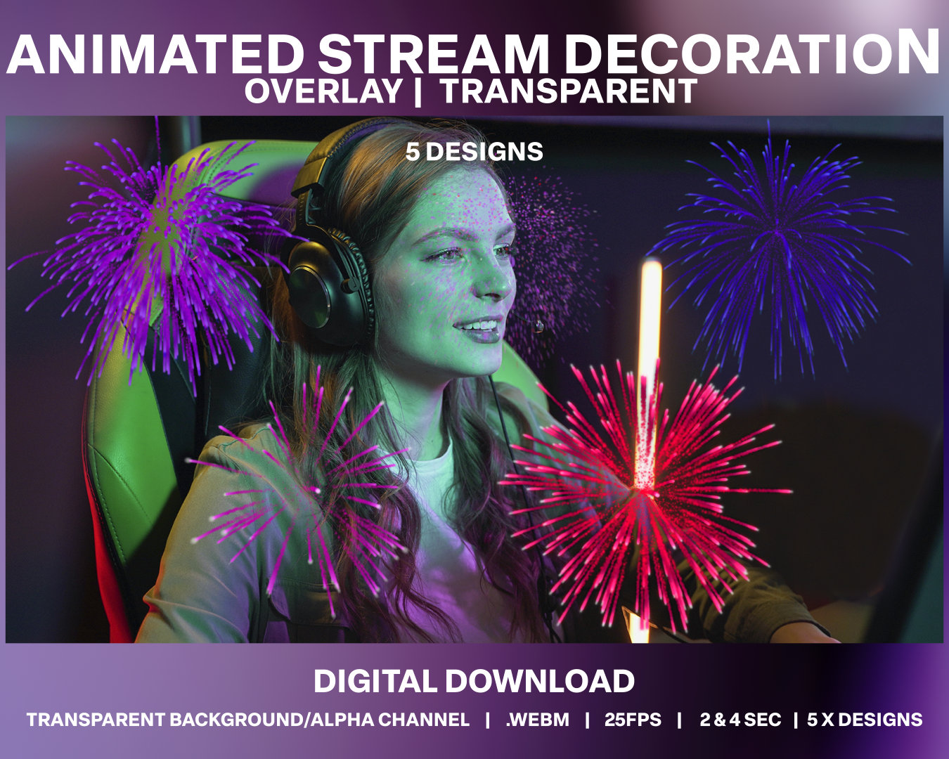 Fireworks Animated Stream Decoration Pack | Animated Party Fireworks ...